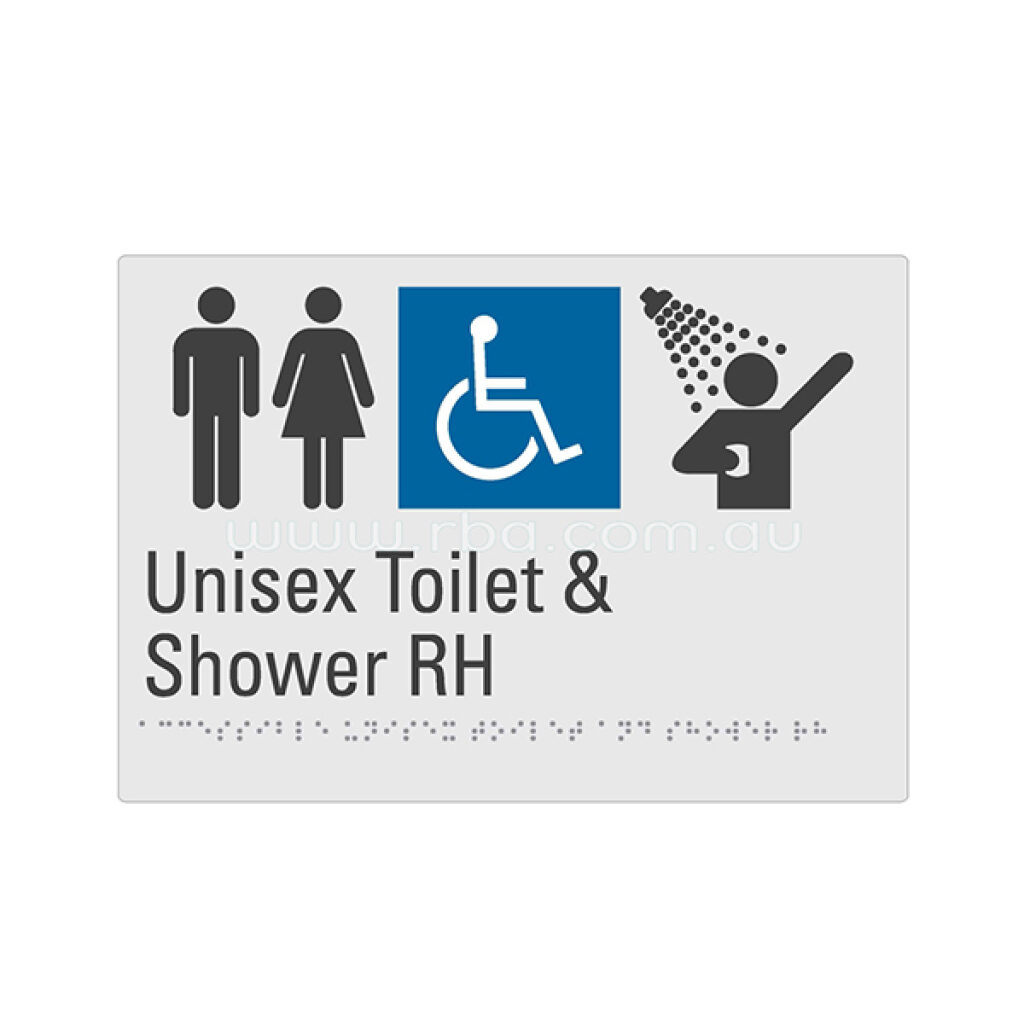Braille & Tactile Unisex Accessible Toilet & Shower Sign, RBA4330-819